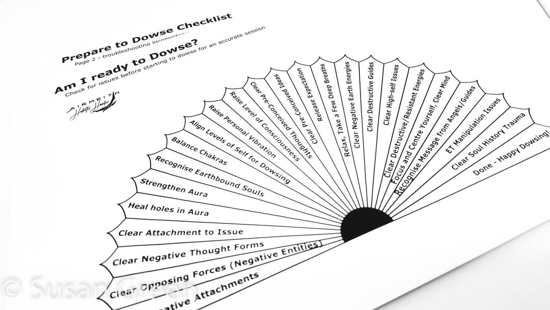 Pendulum Dowsing Chart - Prepare to Dowse Checklist - Etsy