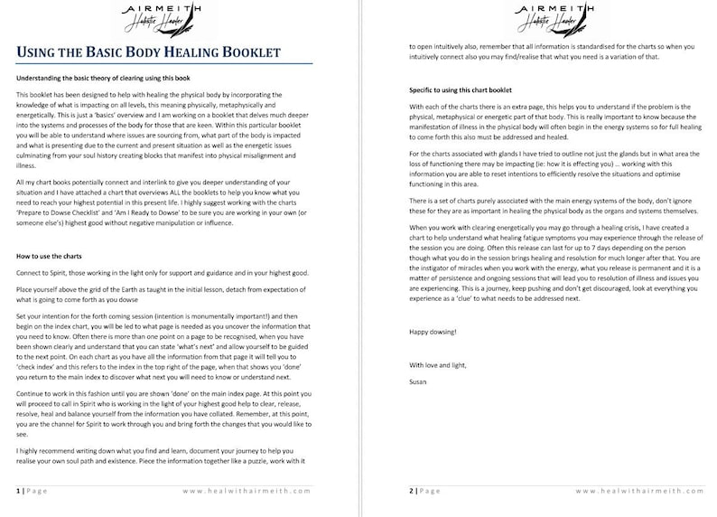 Basic Body Healing - Pendulum Dowsing Booklet - Etsy