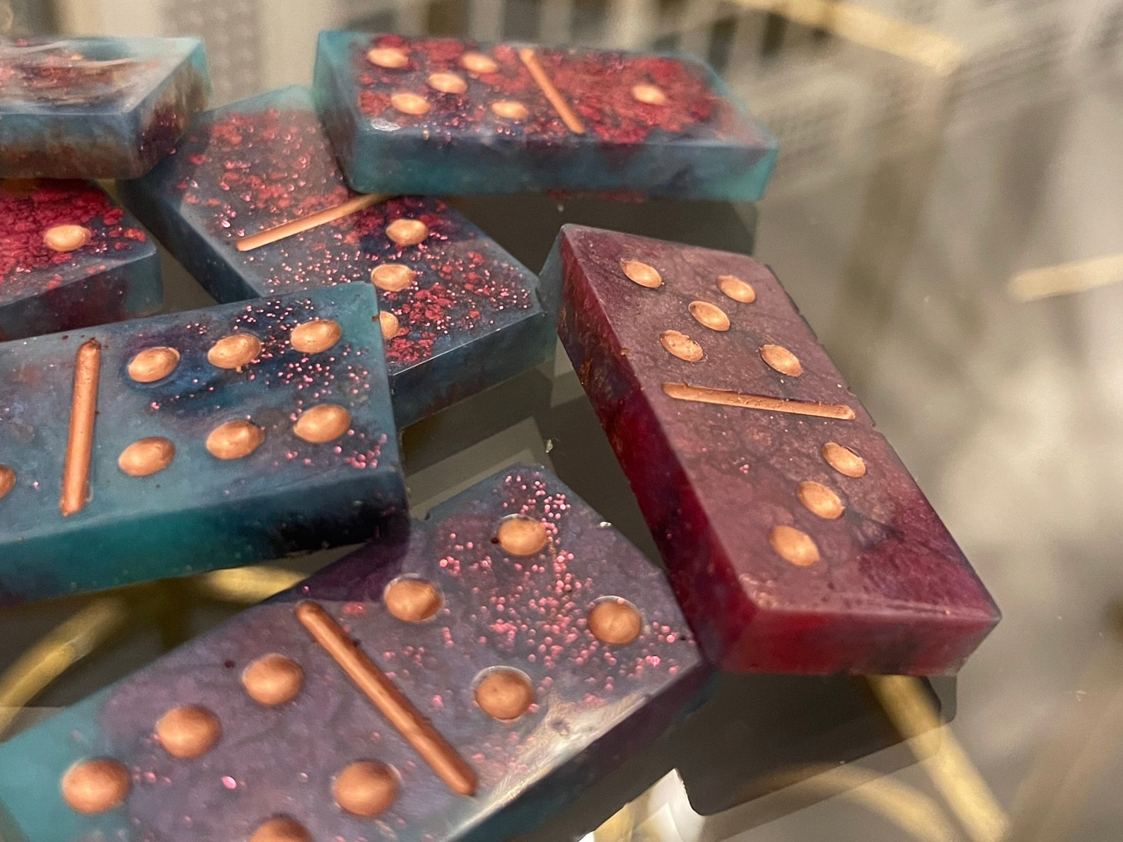 Aqua Dominoes Custom Dominoes Handmade Dominoes Epoxy Resin - Etsy