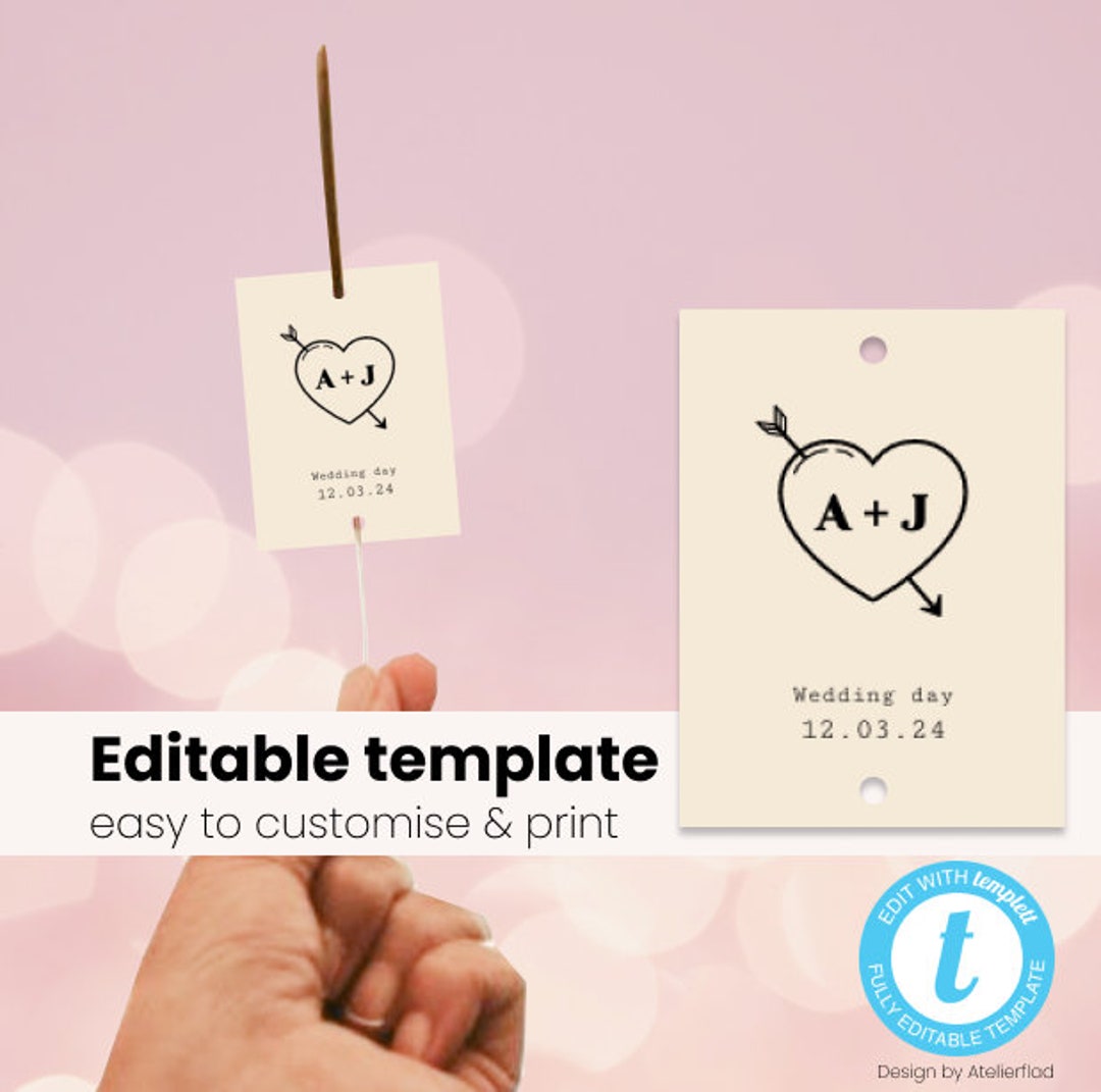 Printable Sparkler Tag TEMPLATE for Wedding Bithday & Party, EDITABLE ...