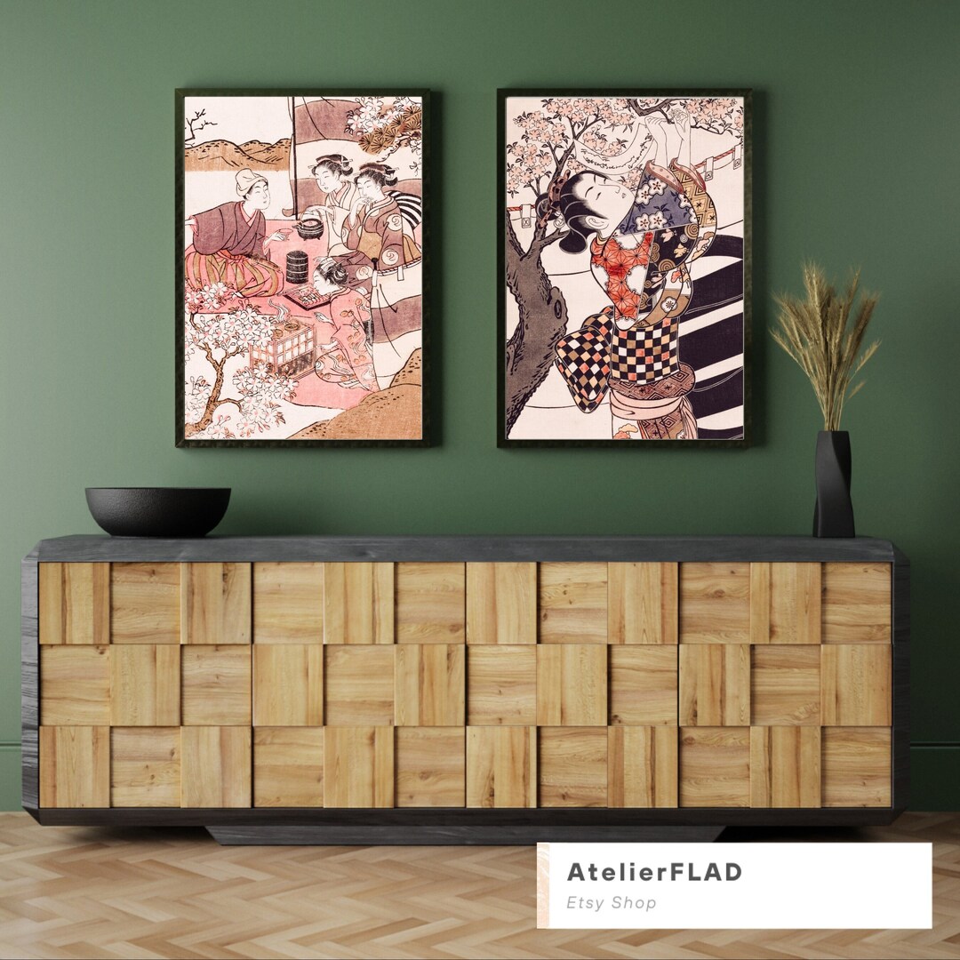 Set of 2 Ukiyo-e Posters DIGITAL DOWNLOAD Japanese Art Sakura Cherry ...