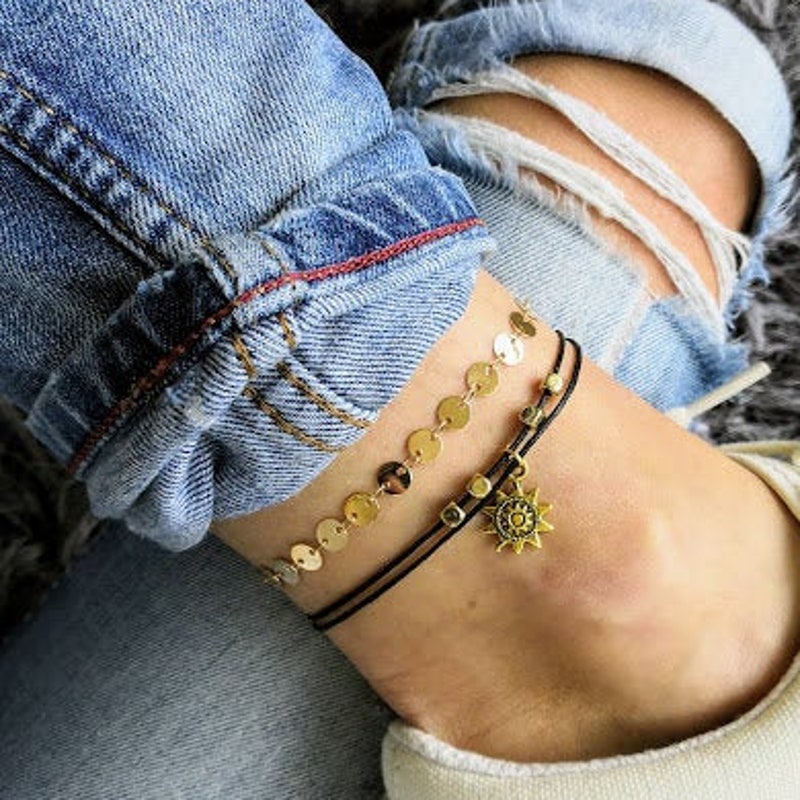 Tiny Gold Anklet Charm - Etsy UK
