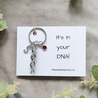 DNA Molecule Double Helix Keychain With Microscope Charm & Clasp ...