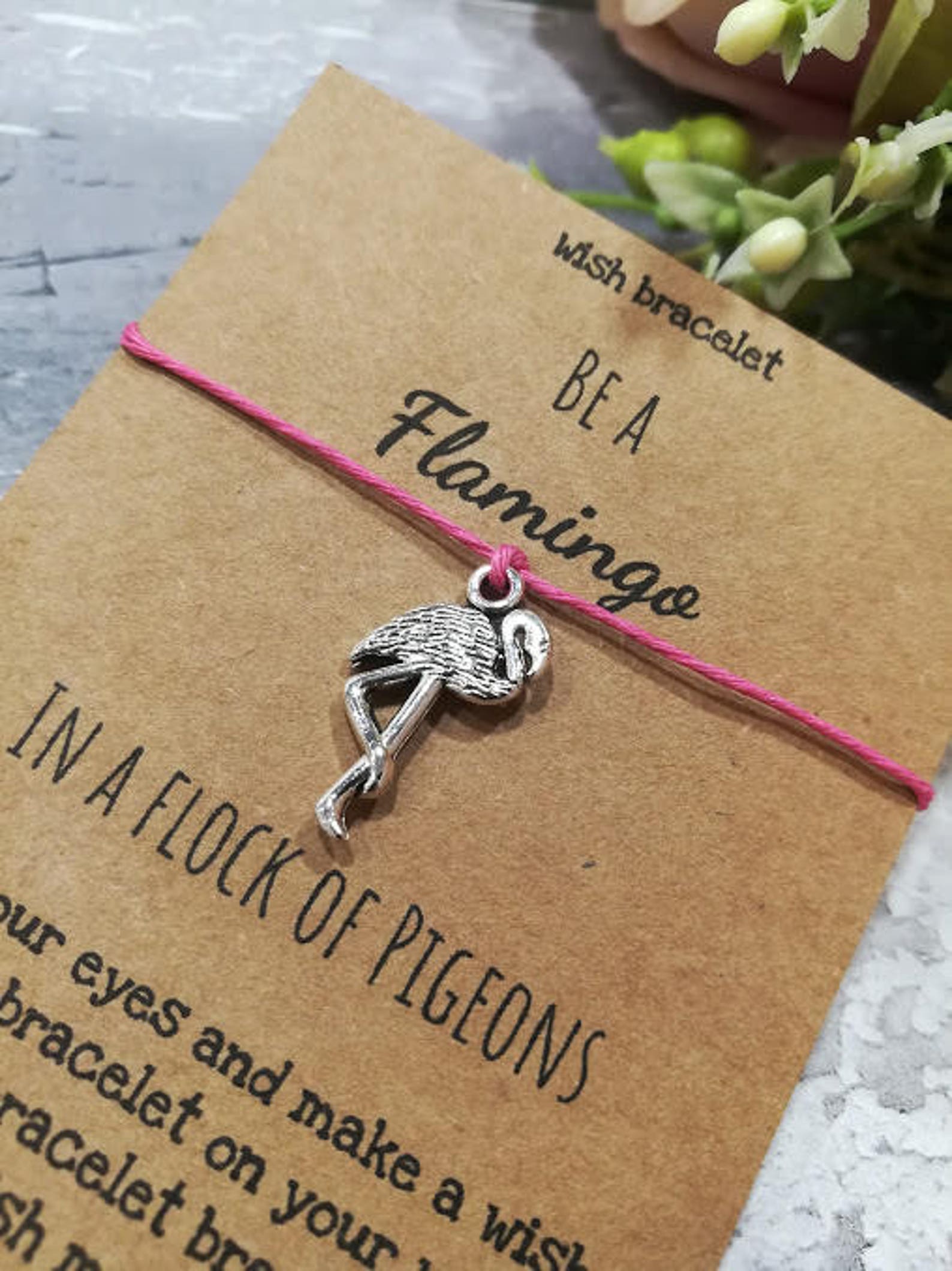 Flamingo Wish Bracelet, Flamingo Jewellery, Flamingo Gift, Friendship ...