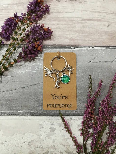 Dinosaur Keychain Dinosaur Gift Dinosaur Charm Jurassic | Etsy