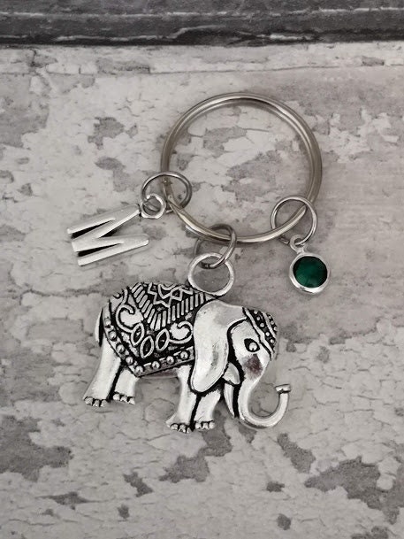 Small Gift Keychain Elephant Keychain - Brown Resin Carving - Lucky ...