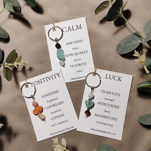 Crystal Keyring With Rough Stone Gemstone Keyring Gift for Friend - Etsy