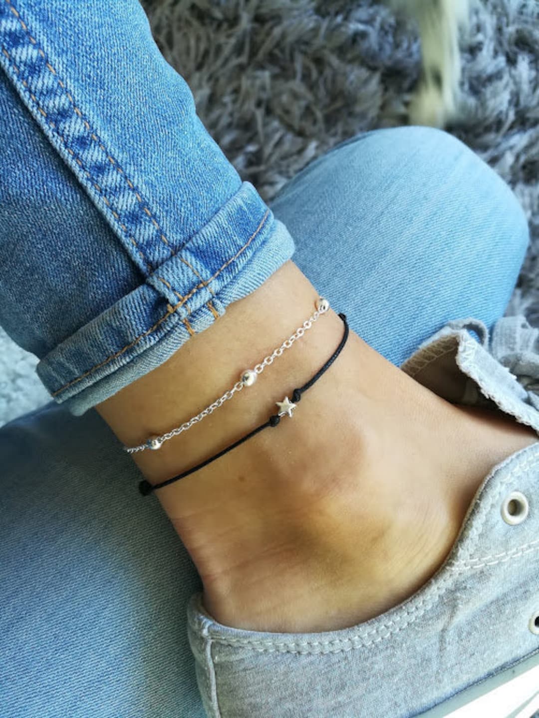 Star Anklet, Tiny Star Anklet, Beach Anklet, Ankle Bracelet, Beaded ...