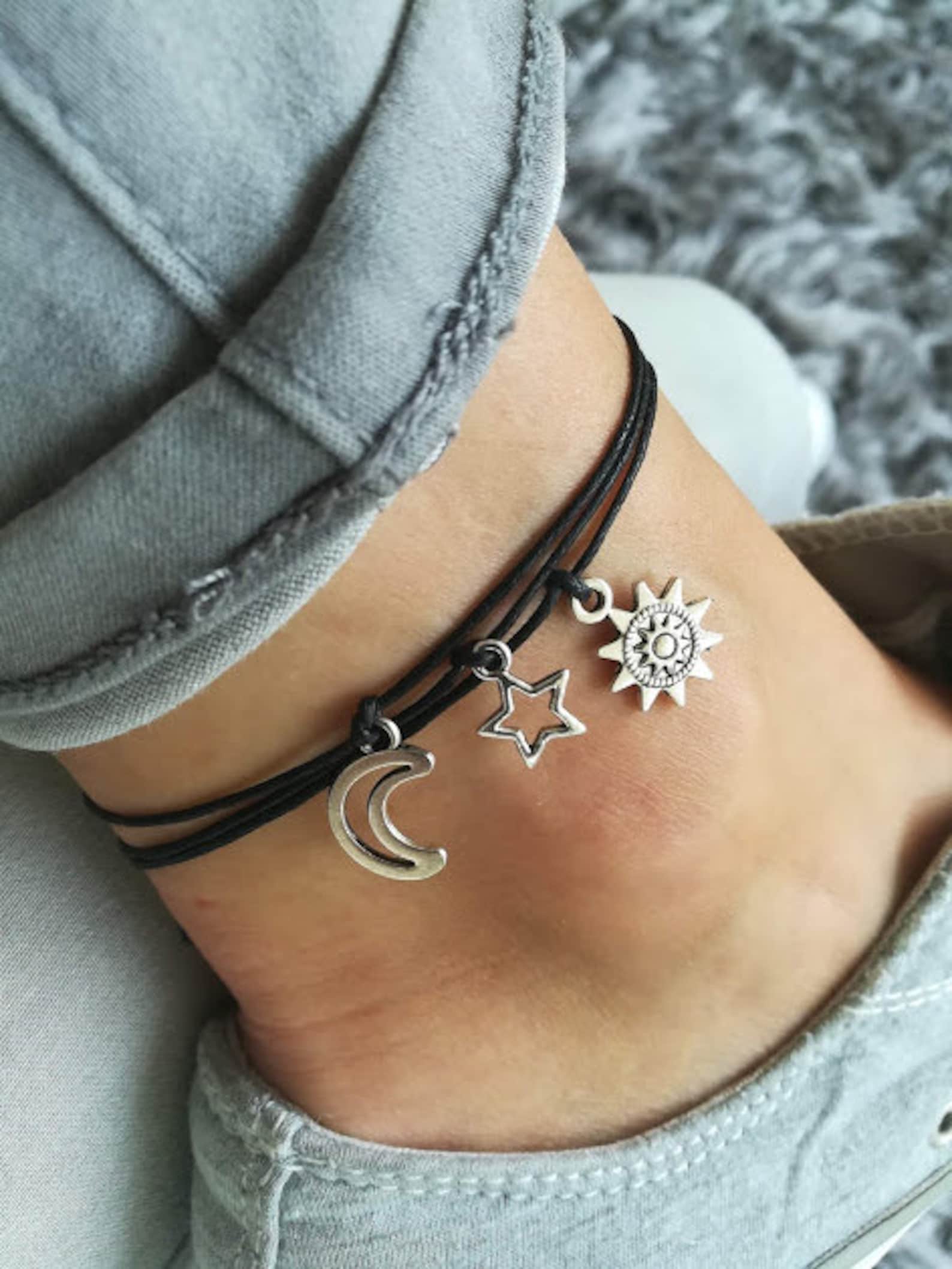 Sun Anklet Moon Anklet Star Anklet Set of 3 Anklets - Etsy