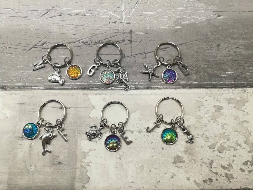 Sea Life Keyring, Mermaid Keyring, Starfish Keyring, Turtle Keyring ...
