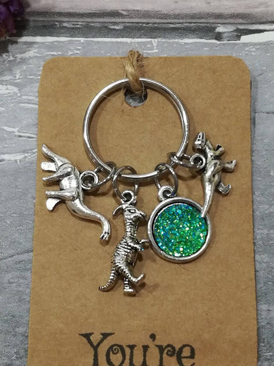 Dinosaur Keychain Dinosaur Gift Dinosaur Charm Jurassic | Etsy