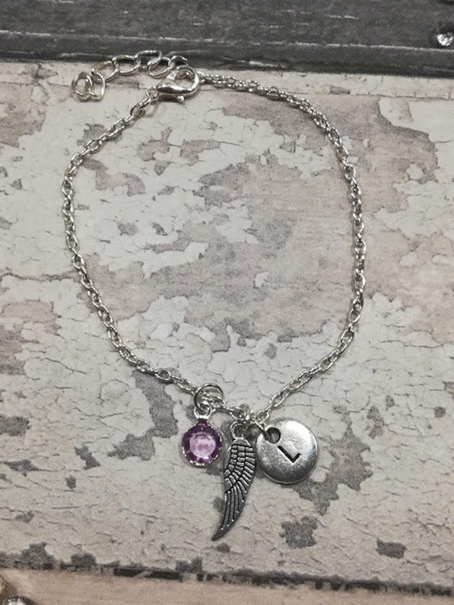 Guardian Angel Bracelet, Memorial Bracelet,angel Bracelet, Feather ...