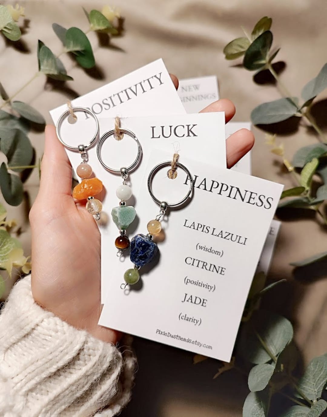 Crystal Keyring With Rough Stone Gemstone Keyring Gift for Friend - Etsy