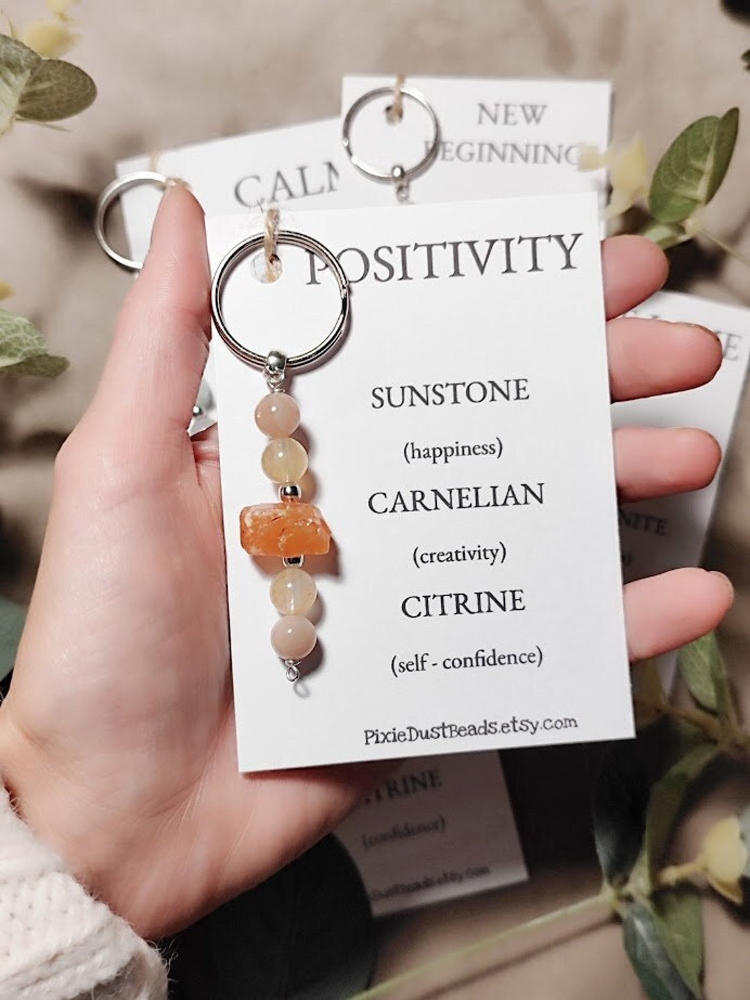 UNIQUE Crystal Keyring With Rough Stone Gemstone Keyring Gift for ...