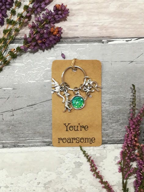 Dinosaur Keychain Dinosaur Gift Dinosaur Charm Jurassic | Etsy