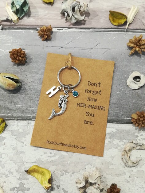 Mermaid Key Ring, Mermaid Keychain, Sea Life Keyring, Personalised ...