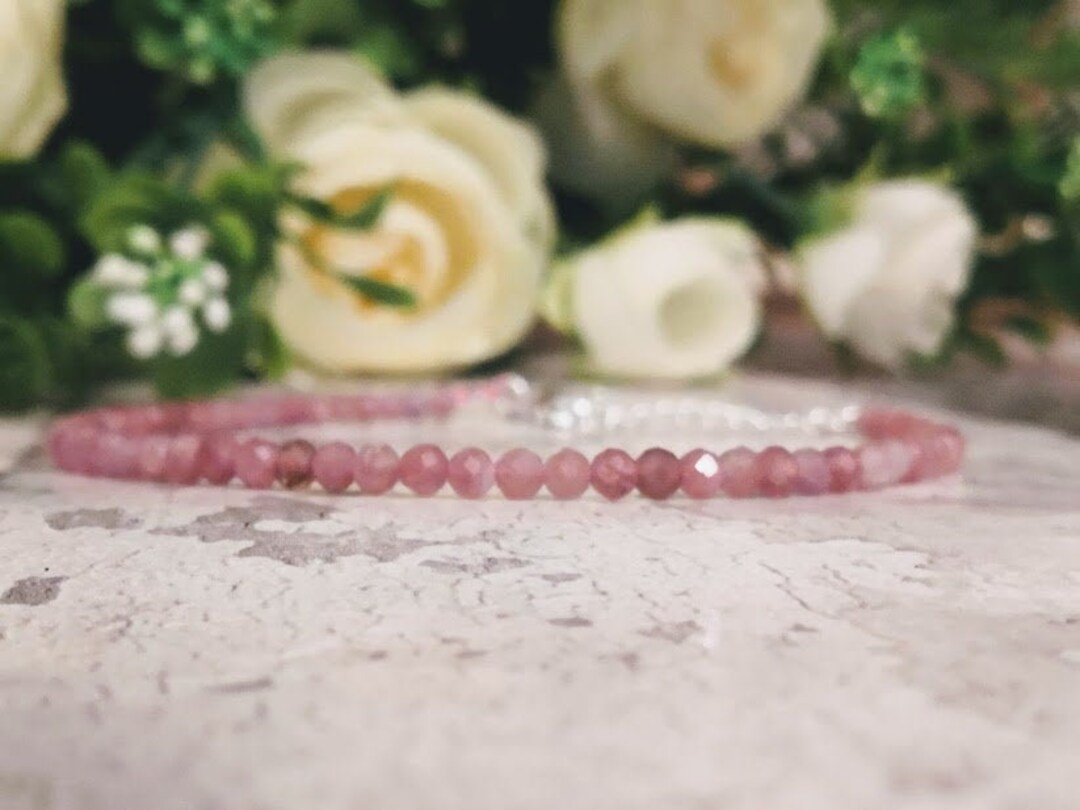 October Bracelet Pink Tourmaline Bracelet October Birthstone Gemstone ...