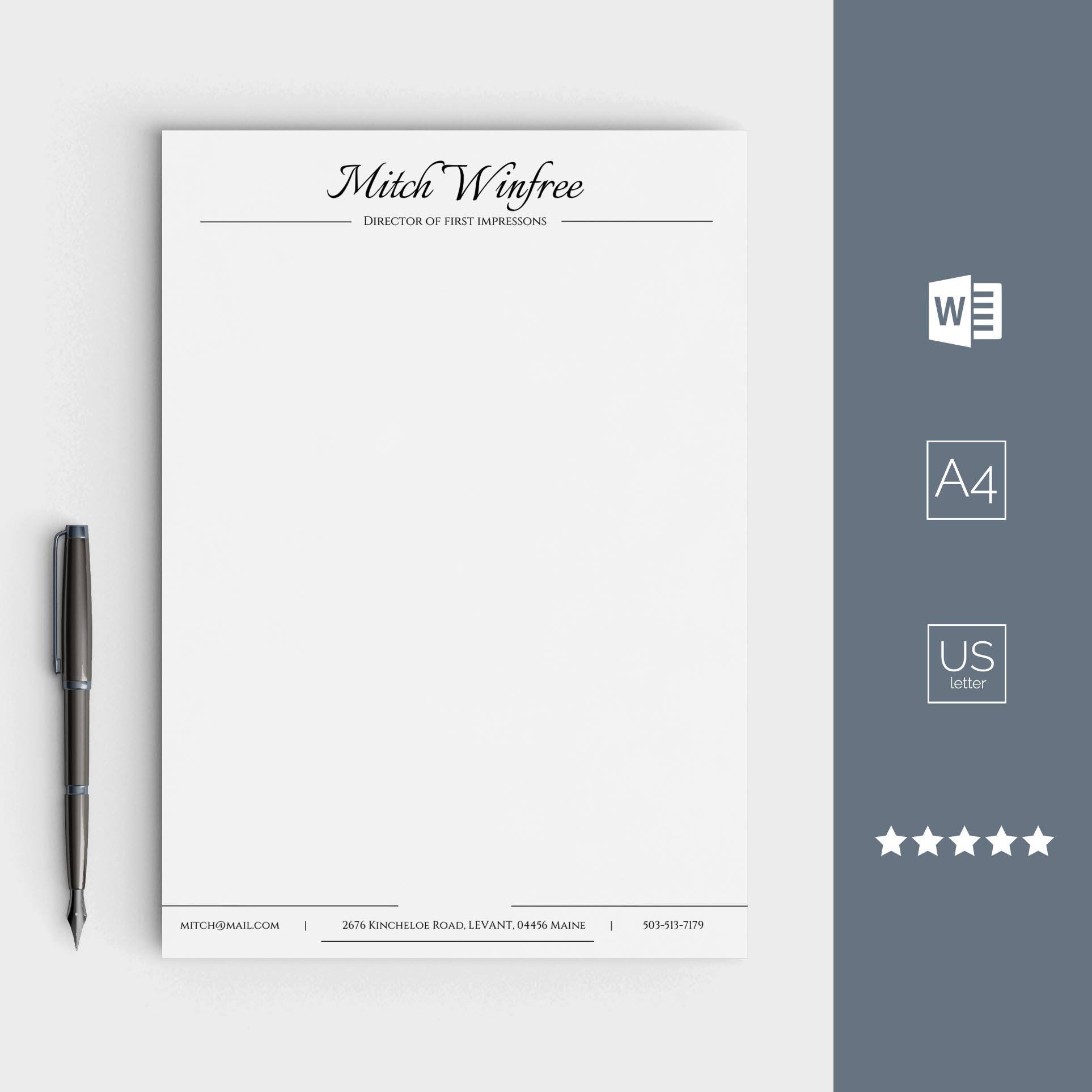 Modello di carta intestata intestata per Word su misura e | Etsy