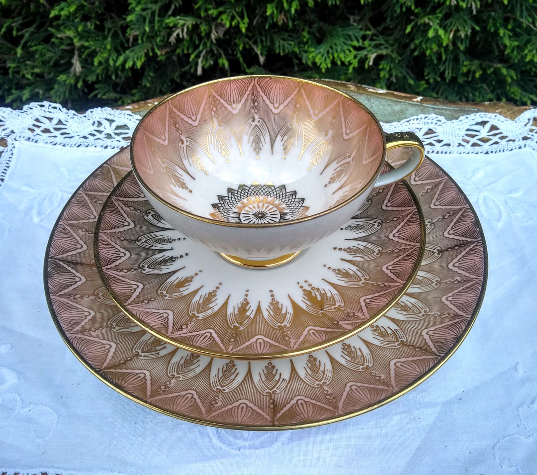 Antique Eschenbach Bavaria Trio Teaset, Antique Pink/gold Teacup - Etsy