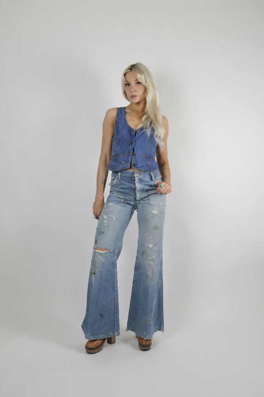1970s Beaten up Bell Bottoms - Etsy