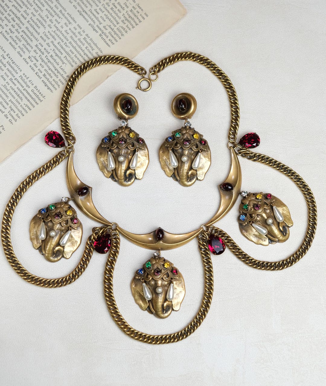 Vintage Joseff of Hollywood Signed Jeweled Elephant Necklace and ...
