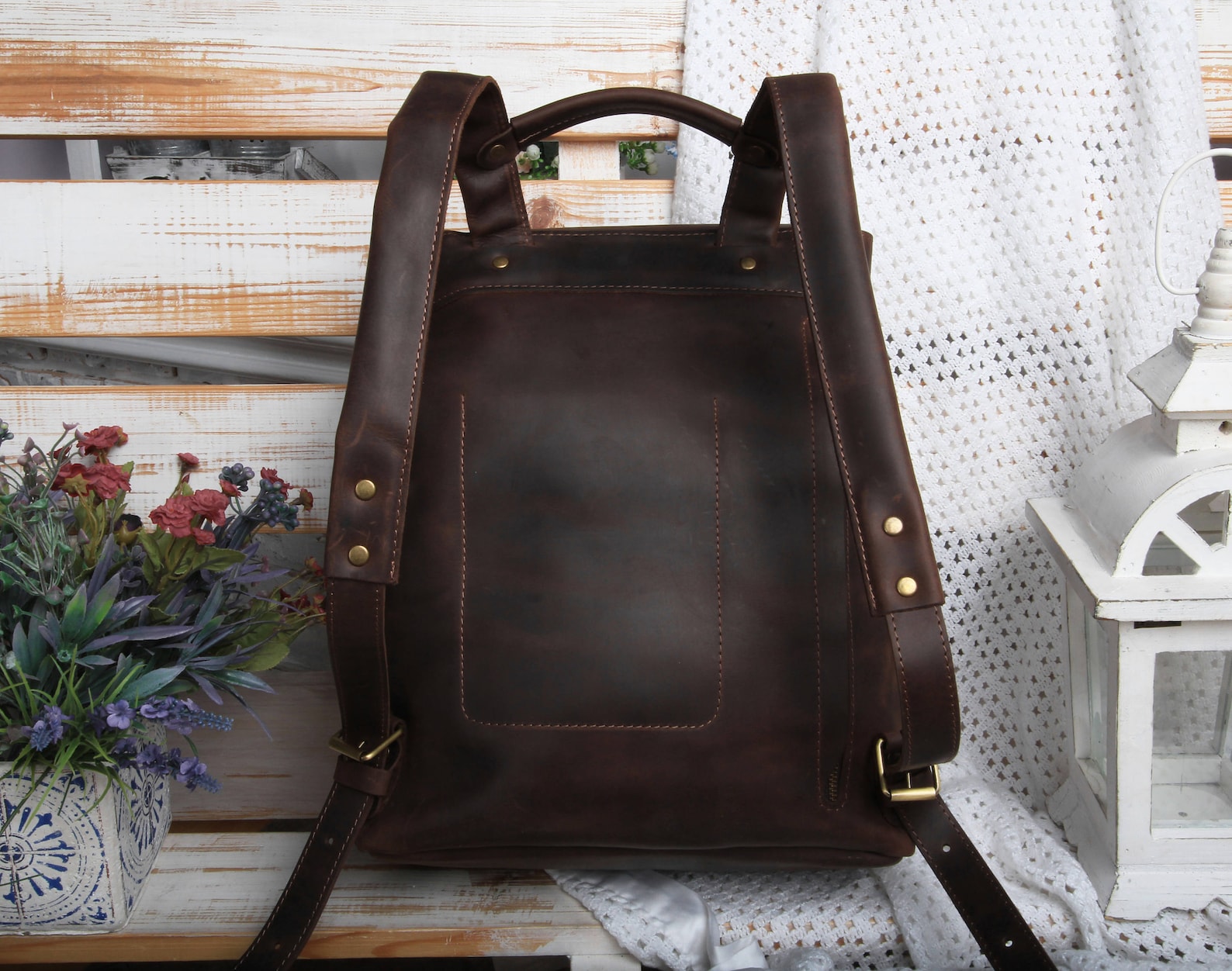 Brown Leather Backpack Purse Women/leather Backpack - Etsy