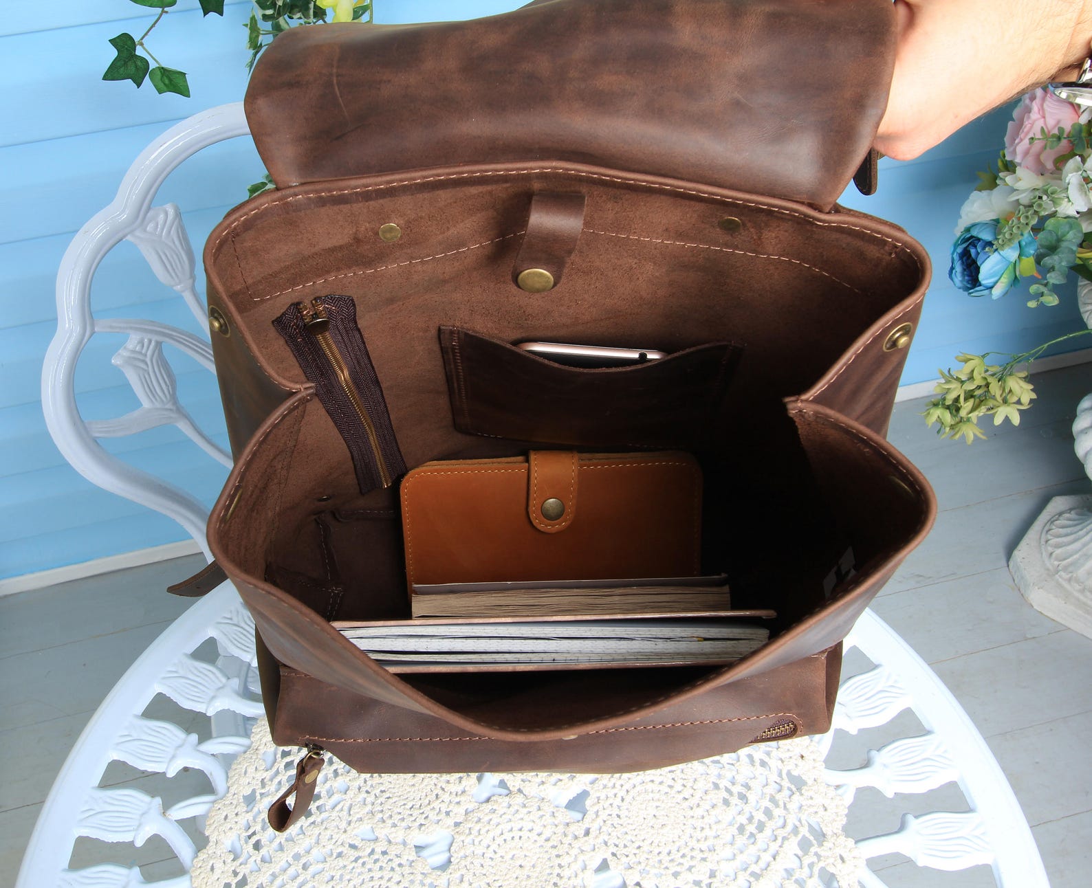 Brown Leather Backpack Purse Women/leather Backpack - Etsy