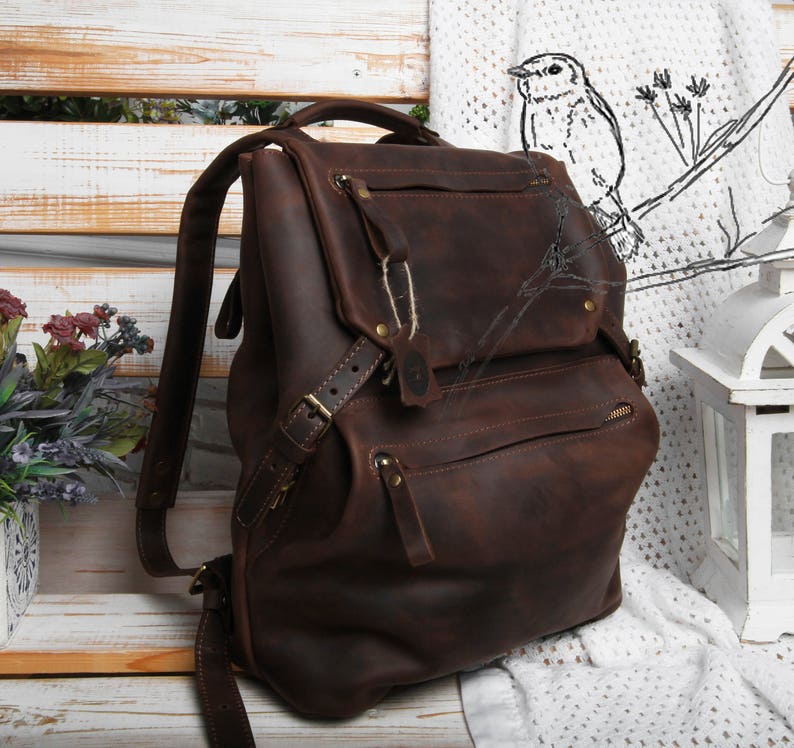 Brown Leather Backpack Purse Women/leather Backpack - Etsy