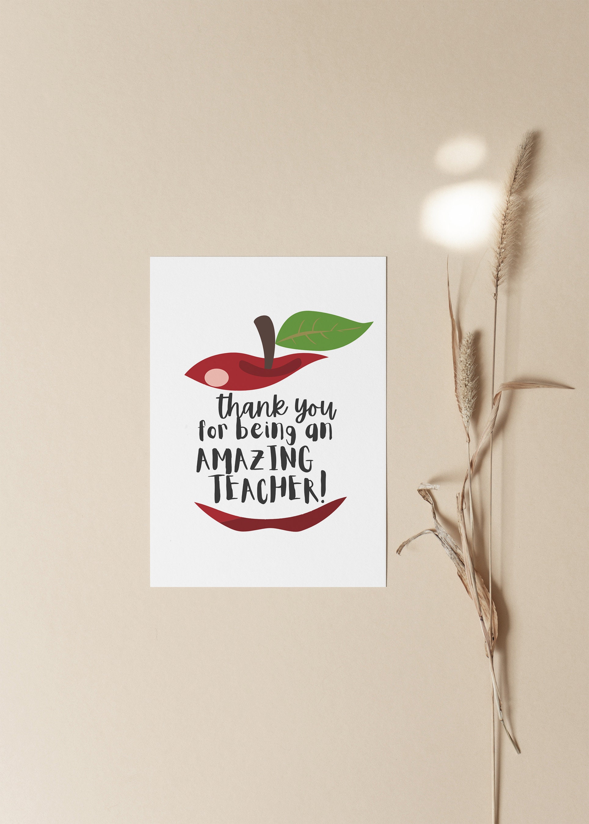 Teacher Appreciation Printable Card, Thank You Card for Teacher ...