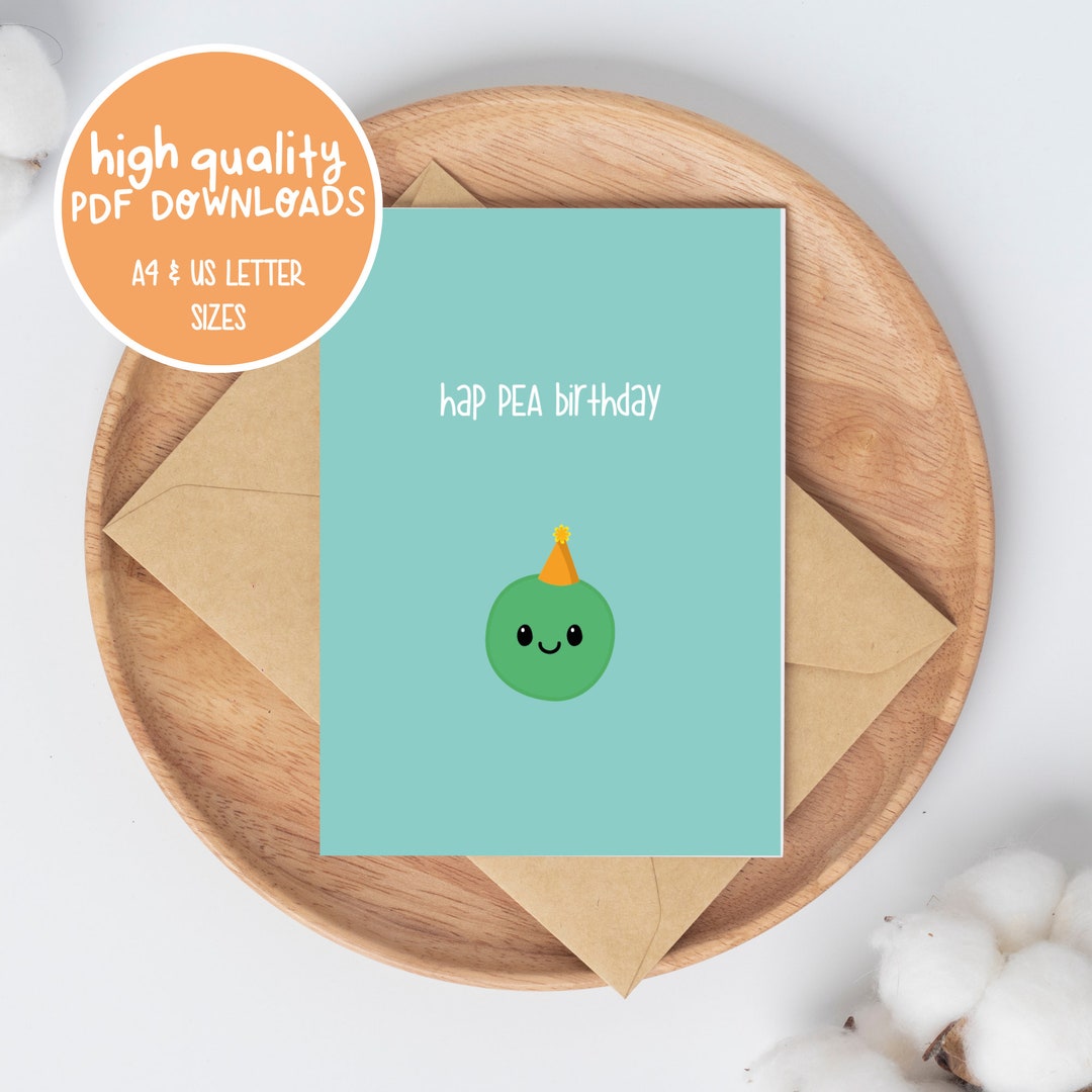 Hap Pea Birthday Funny Birthday Card, Humorous Birthday Card, Instant ...