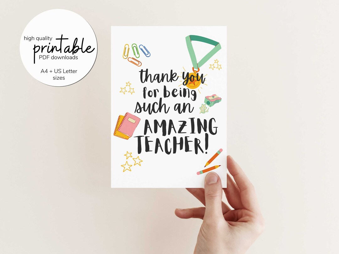 Printable Teacher Card Teacher Appreciation Printable - Etsy
