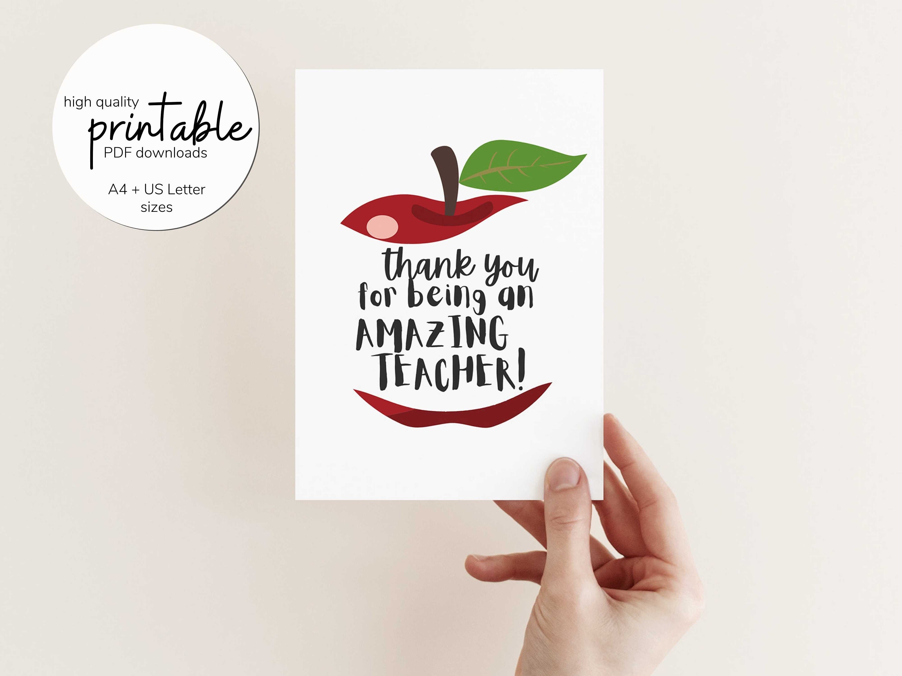 Teacher Appreciation Printable Card, Thank You Card for Teacher ...