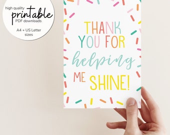 Printable Thank You Teacher Appreciation Card, Student to Teacher, End ...