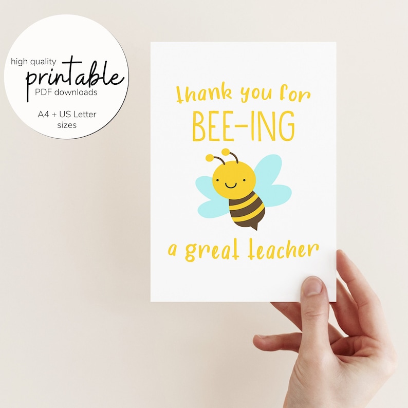 Thank You for Beeing a Great Teacher Card, Printable Teacher ...