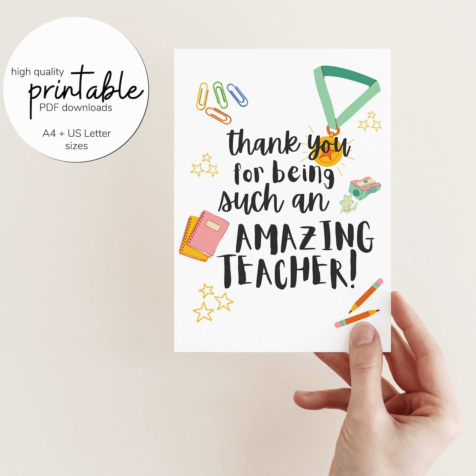 Printable Teacher Card, Teacher Appreciation Printable, Teacher Thank ...
