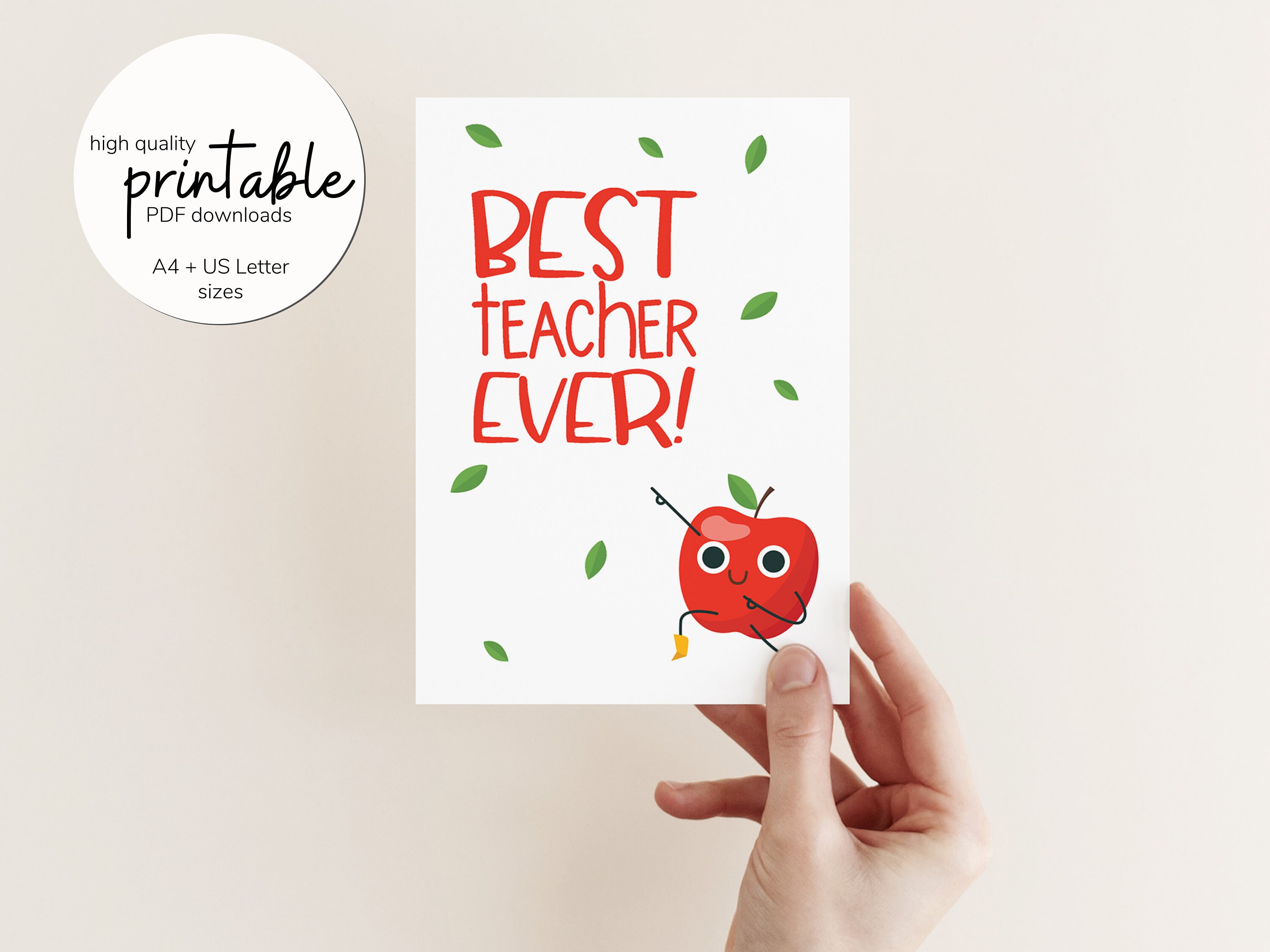 Best Teacher Ever Card Teacher Appreciation Day Card Thank - Etsy