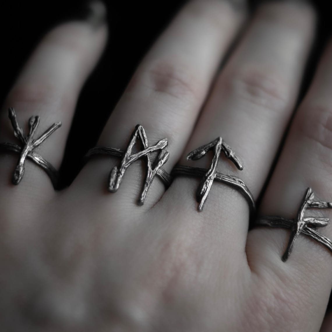 Rune Silver Ring Viking Runes Rings Pagan Rings Mannaz - Etsy Canada