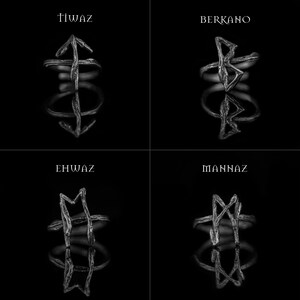 Rune Silver Ring, Viking Runes Rings, Pagan Rings, Mannaz, Algiz, Gebo, Raido, Fehu, Ansuz ...