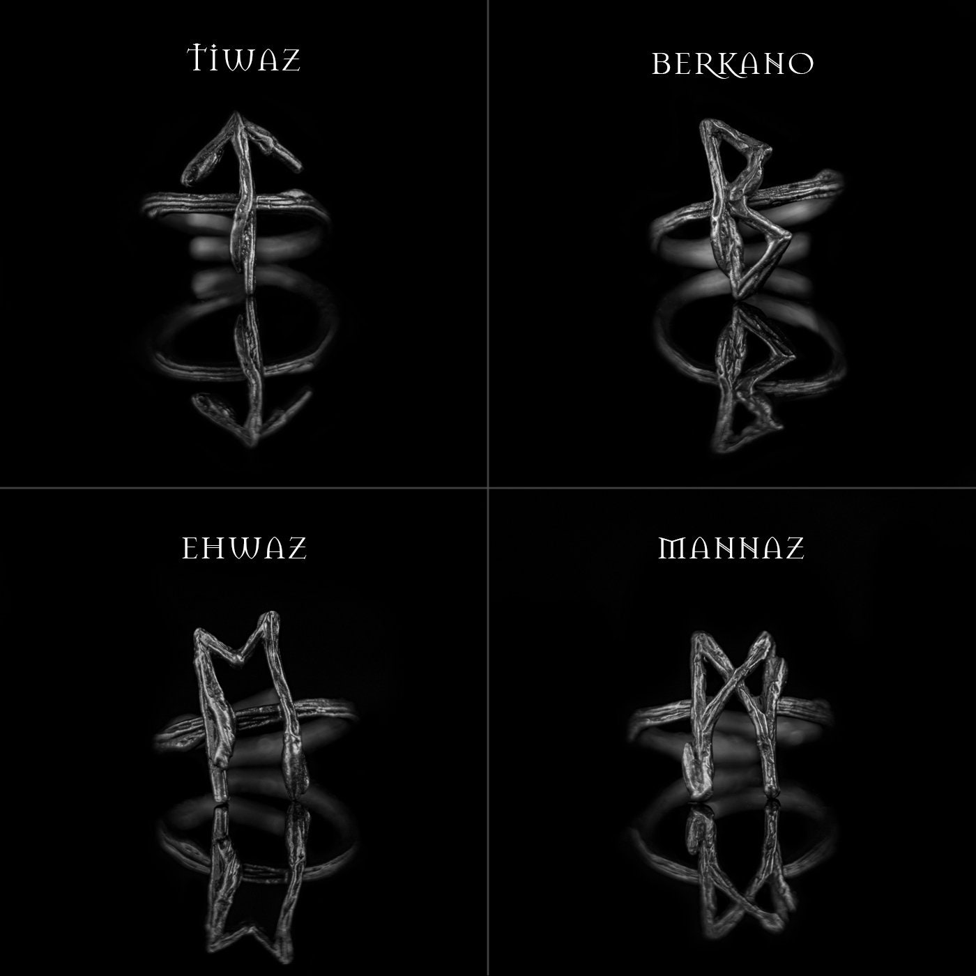 Rune Silver Ring Viking Runes Rings Pagan Rings Mannaz - Etsy Canada