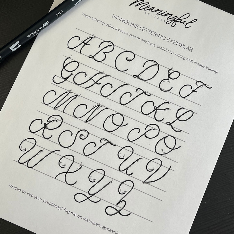 Monoline Practice Sheet - Etsy