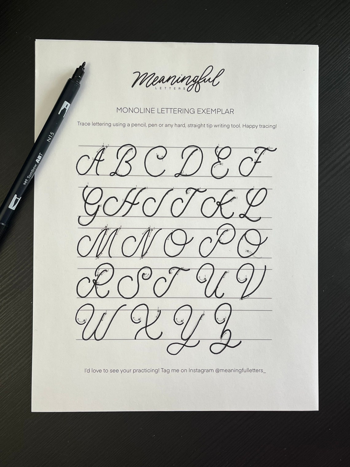 Lettering Practice Tracing Sheet Guidelines Monoline Capital Letters ...