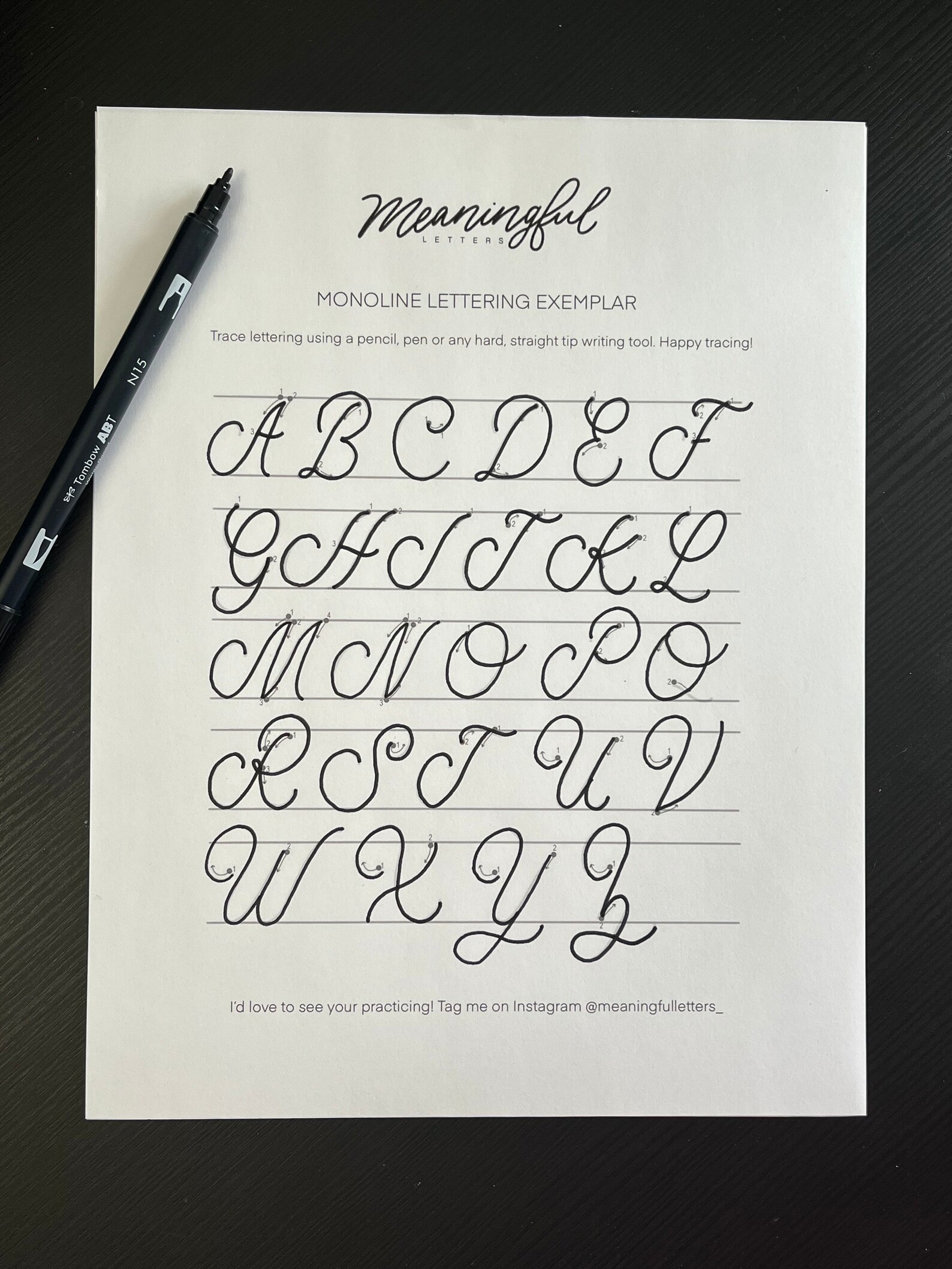 Lettering Practice Tracing Sheet Guidelines Monoline Capital Letters ...