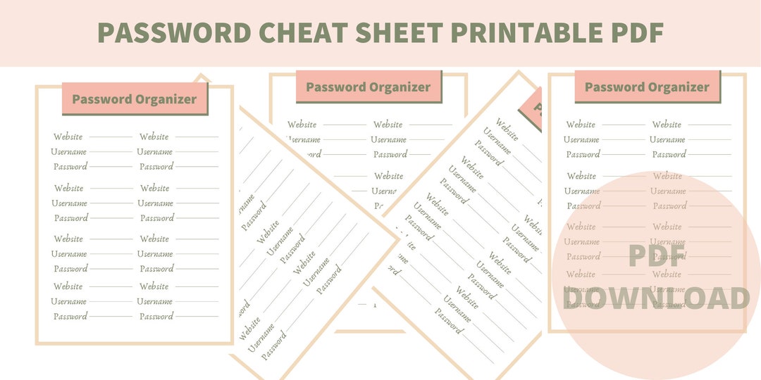 Password Cheat Sheet Printable Personal Password Tracker - Etsy