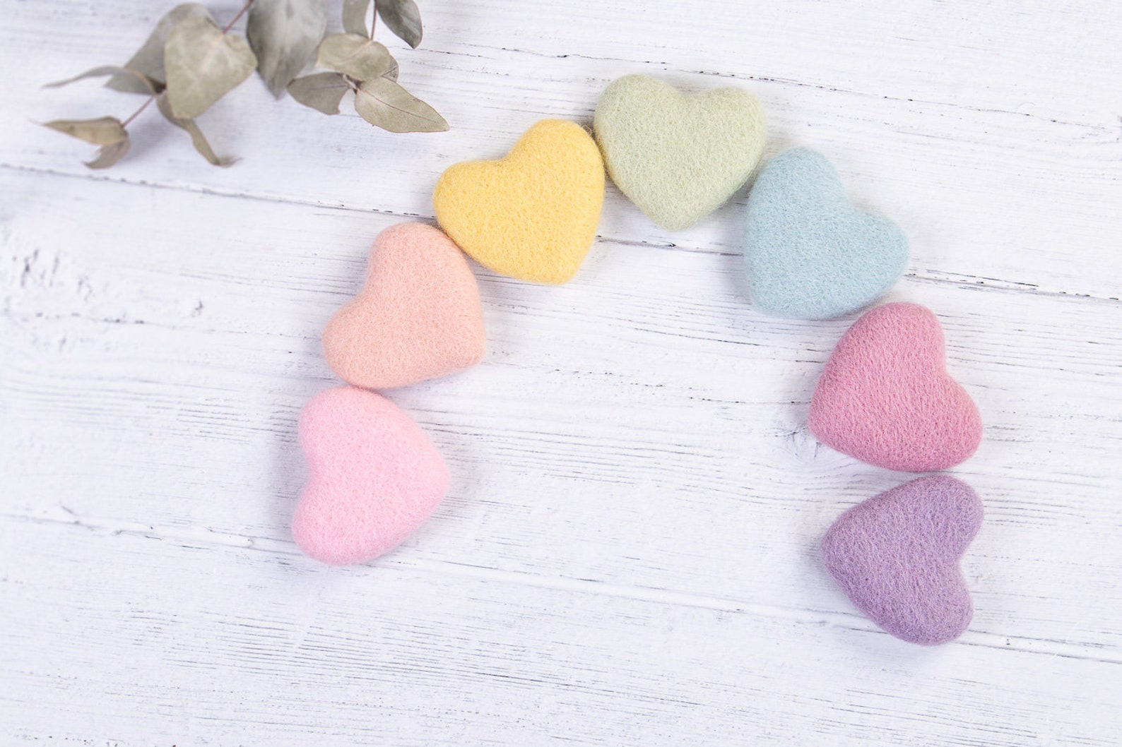 Pastel Rainbow Felted Hearts Wool Felt Hearts Rainbow Wool - Etsy