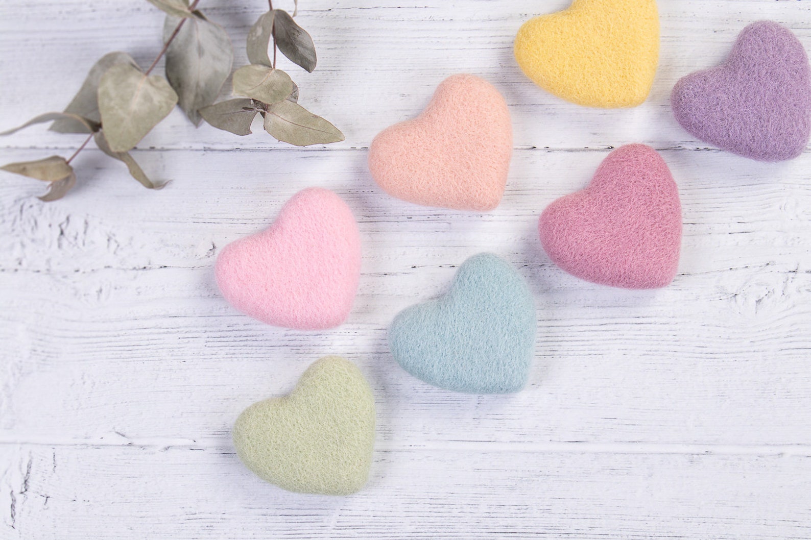 Pastel Rainbow Felted Hearts Wool Felt Hearts Rainbow Wool - Etsy