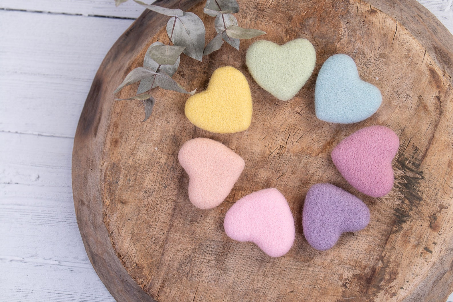 Pastel Rainbow Felted Hearts Wool Felt Hearts Rainbow Wool - Etsy