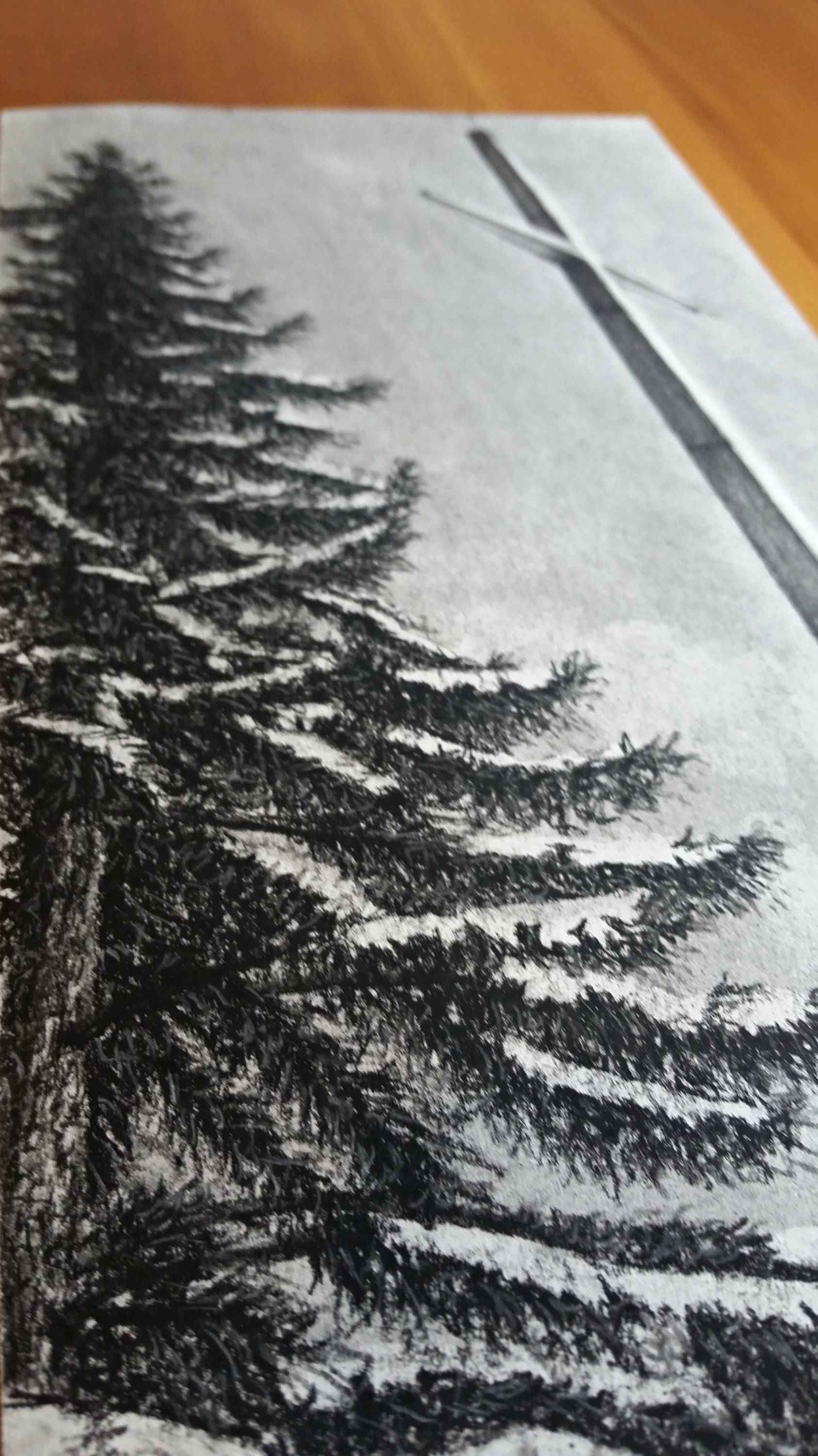ORIGINAL Tree and Cross Charcoal Drawing - Etsy