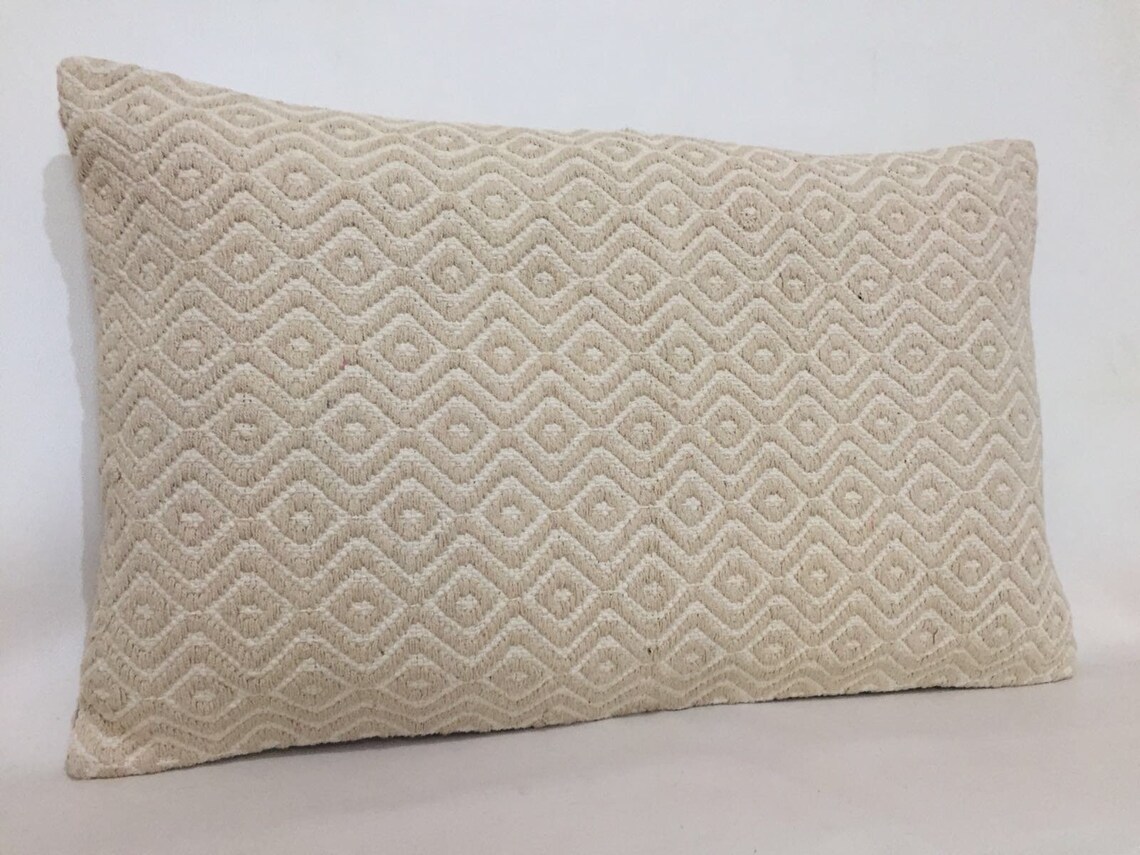 Large Lumbar Pillow, Rectangular Pillow Cover, Cream Pillow Cover 18x30 ...