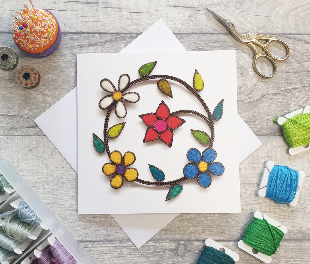 Flower Circle Floral Greetings Card With Envelope | Blank Inside | Any ...
