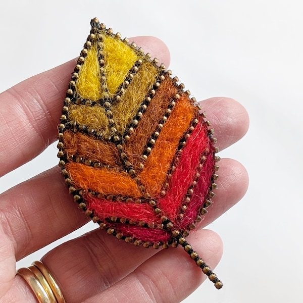Leaf Wool Felt Brooch - Etsy